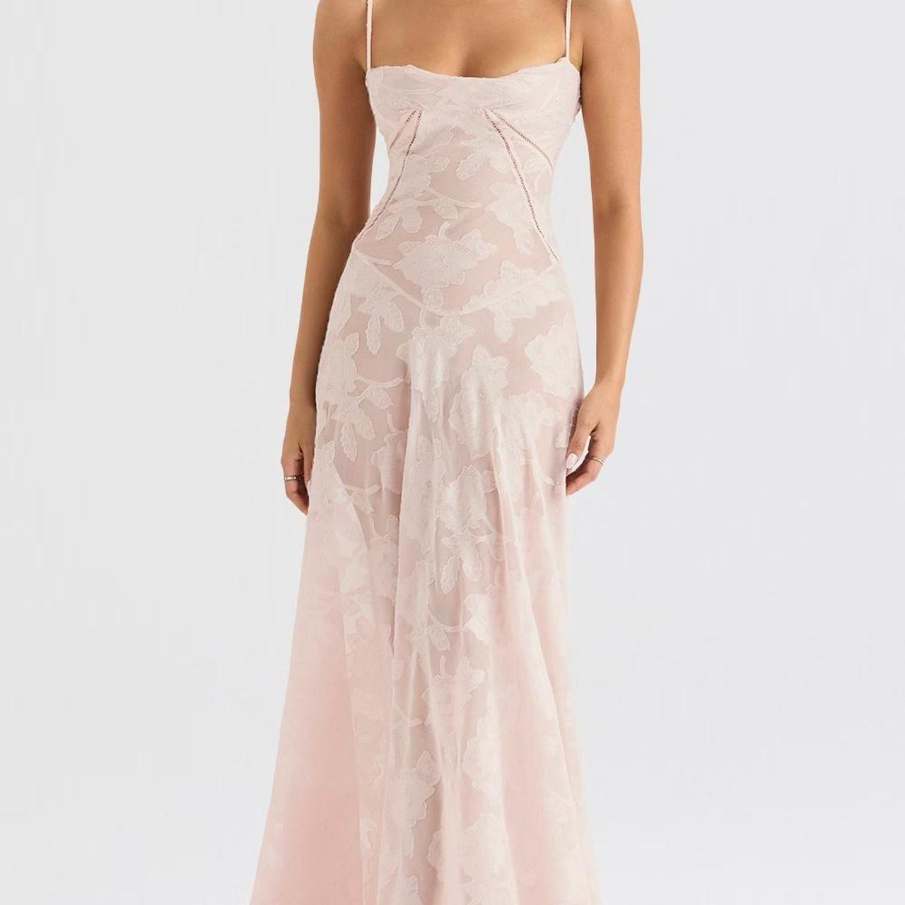 House Of CB London Seren Soft Pink Floral Lace Back... - Depop