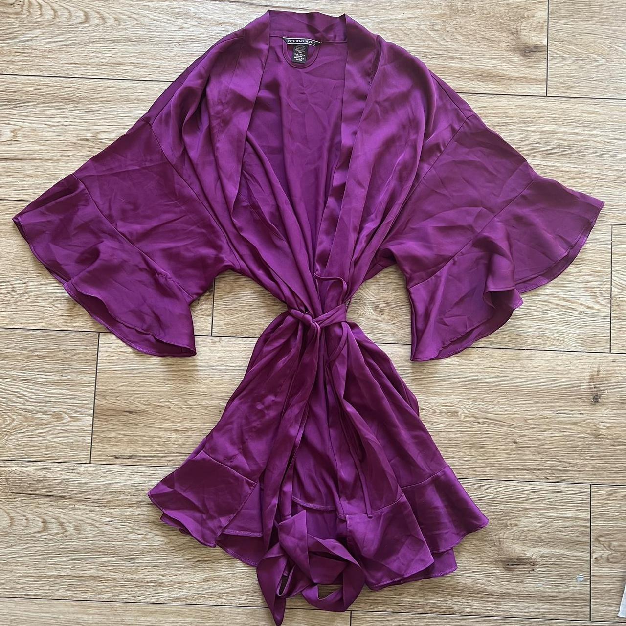 victoria secret robe 🍇 satin flowy magenta/violet... - Depop