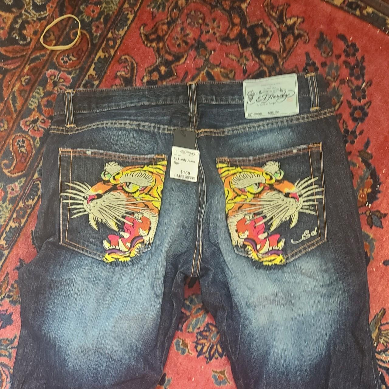 Ed Hardy tiger Embroidered pocket jeans Hard to find... - Depop