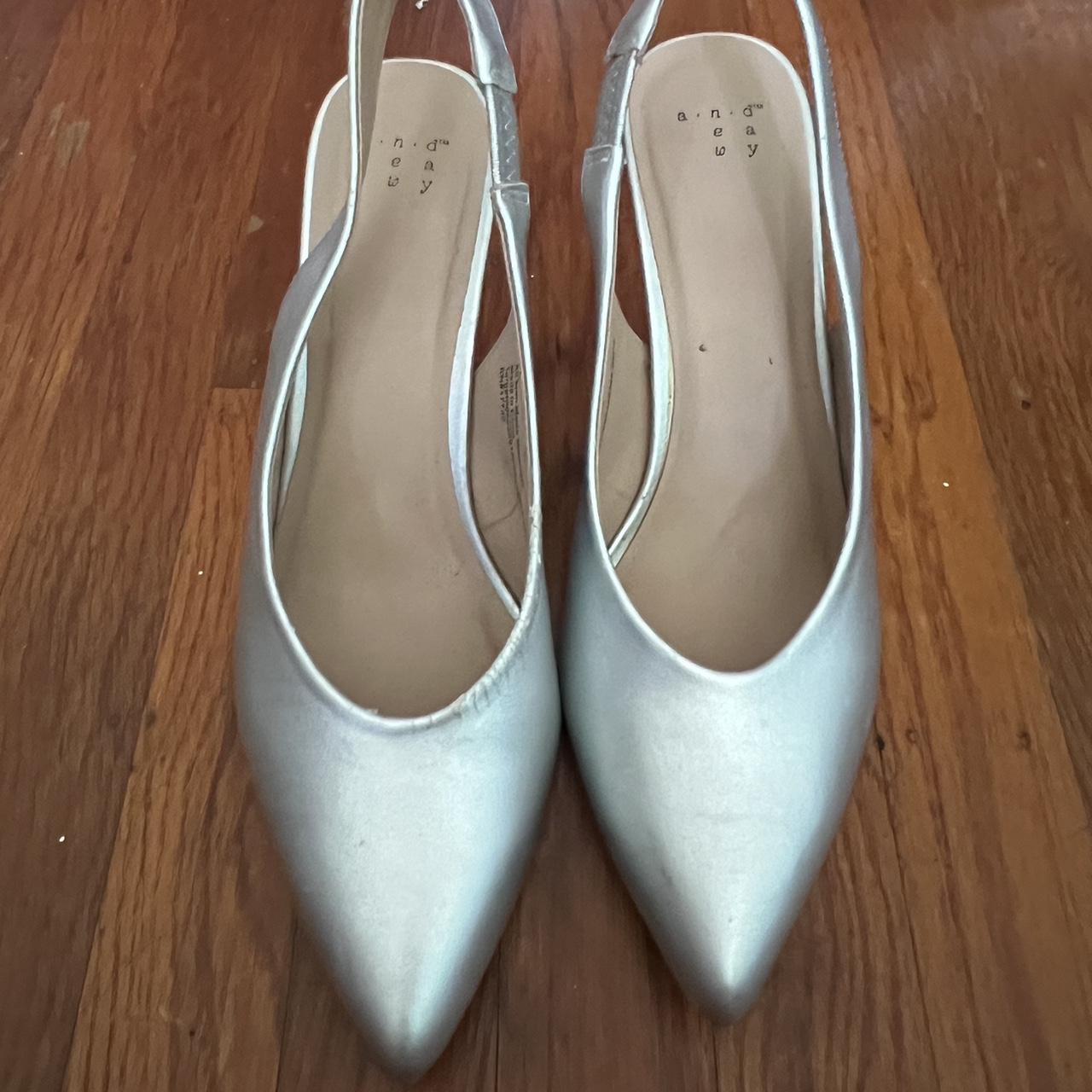 Silver pointed toed sling backs Open to offers 💖 - Depop