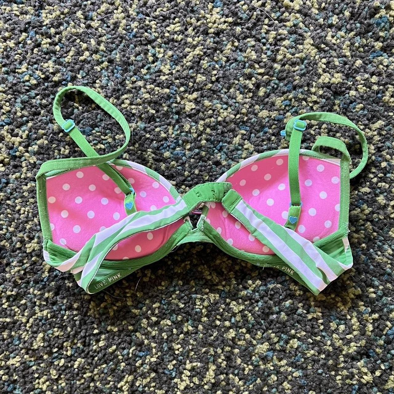 Victoria secret striped bra 💚 -32A -great condition... - Depop