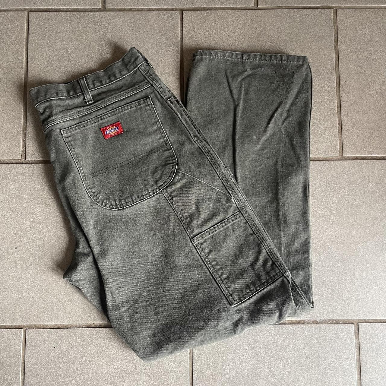 Olive green dickies. 36x32. Featuring my cat meow.... - Depop