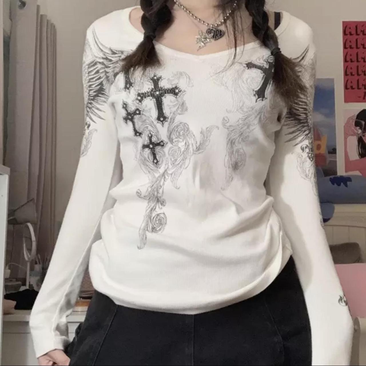 Gothic, vintage, streetwear, long sleeves shirt/pull... - Depop