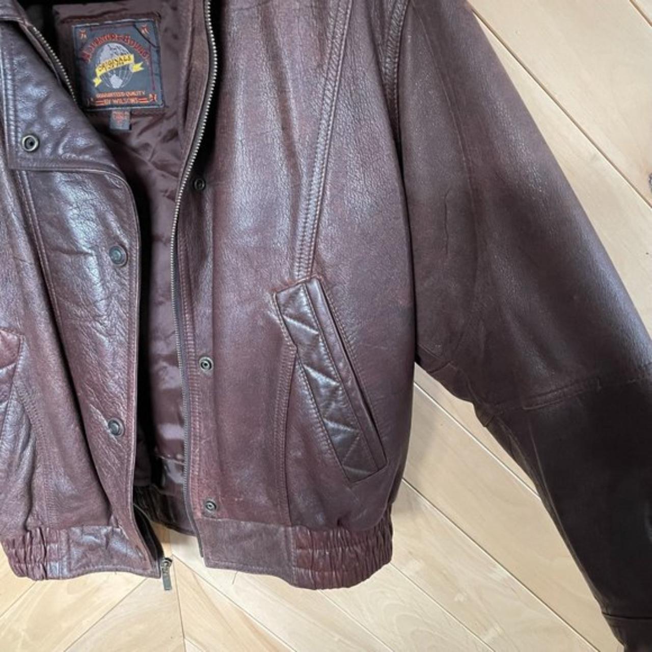 Vintage Brown Genuine Leather Jacket Vintage brown... - Depop