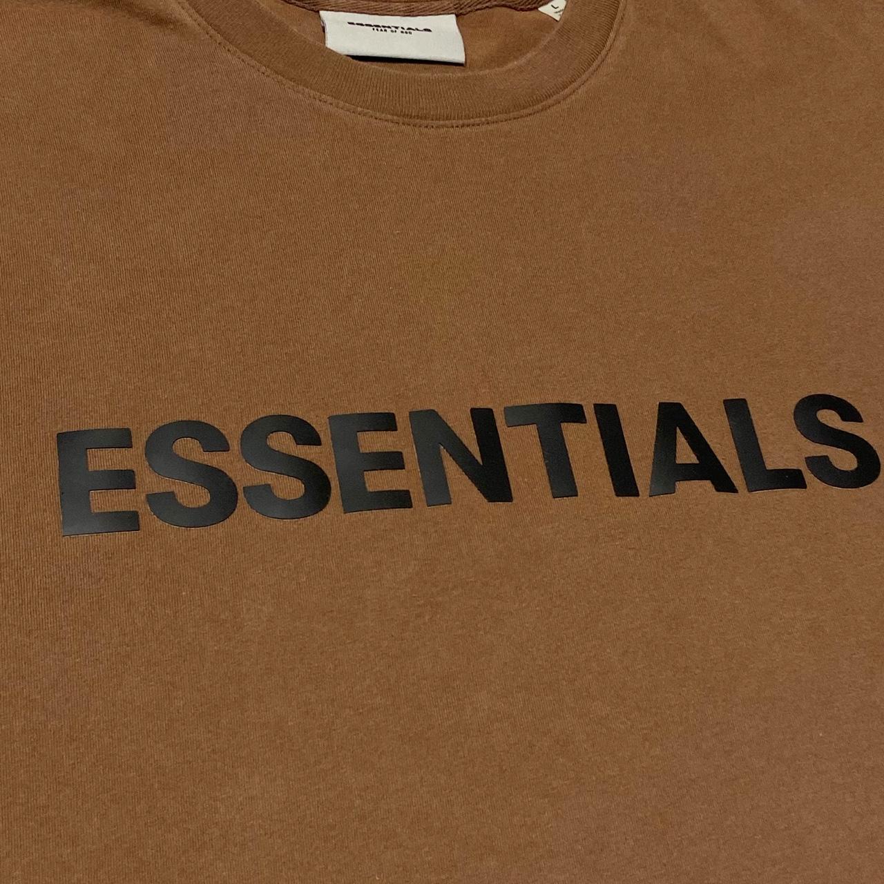 Essentials Men's Brown and Black T-shirt | Depop