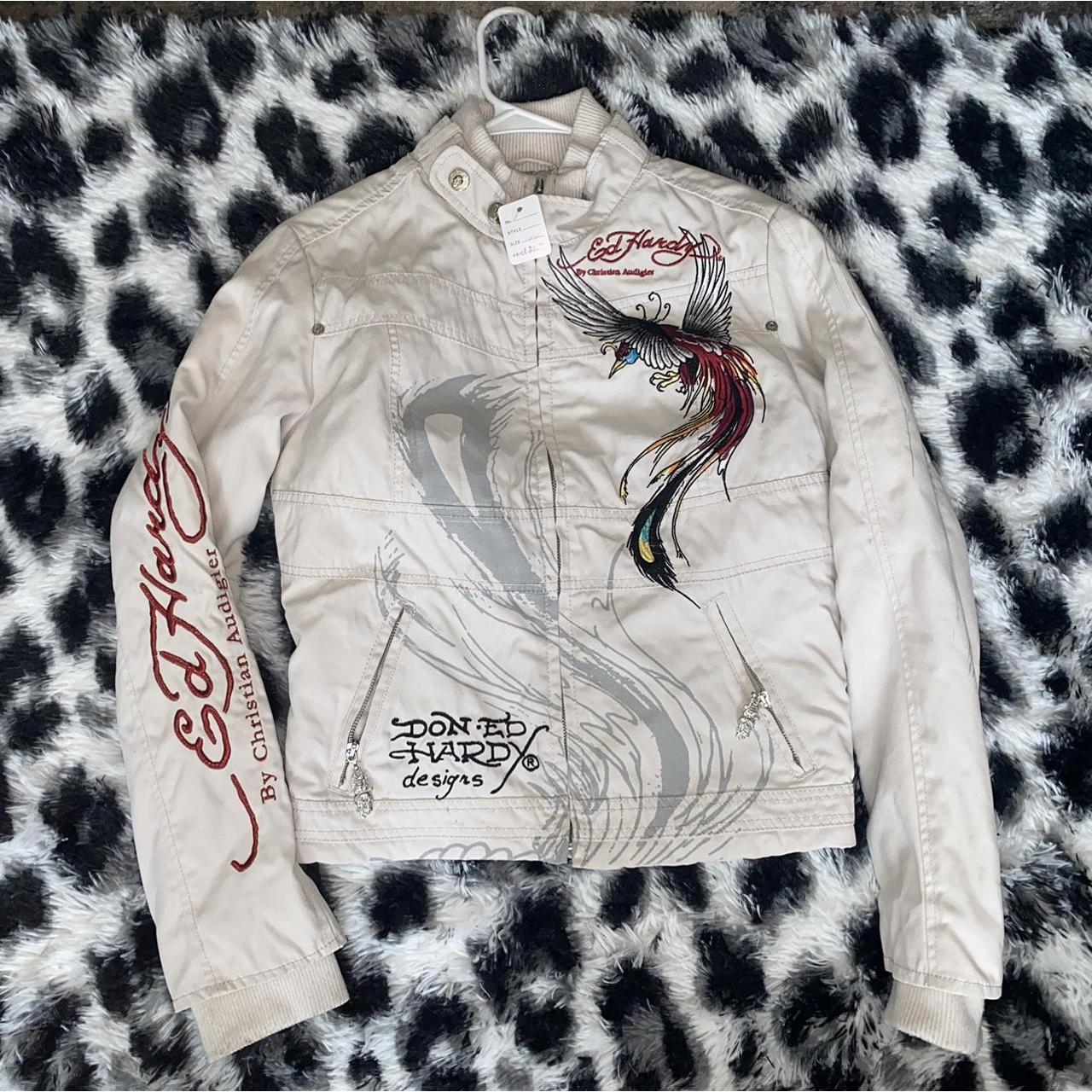 ed hardy jacket very clean basically new - Depop