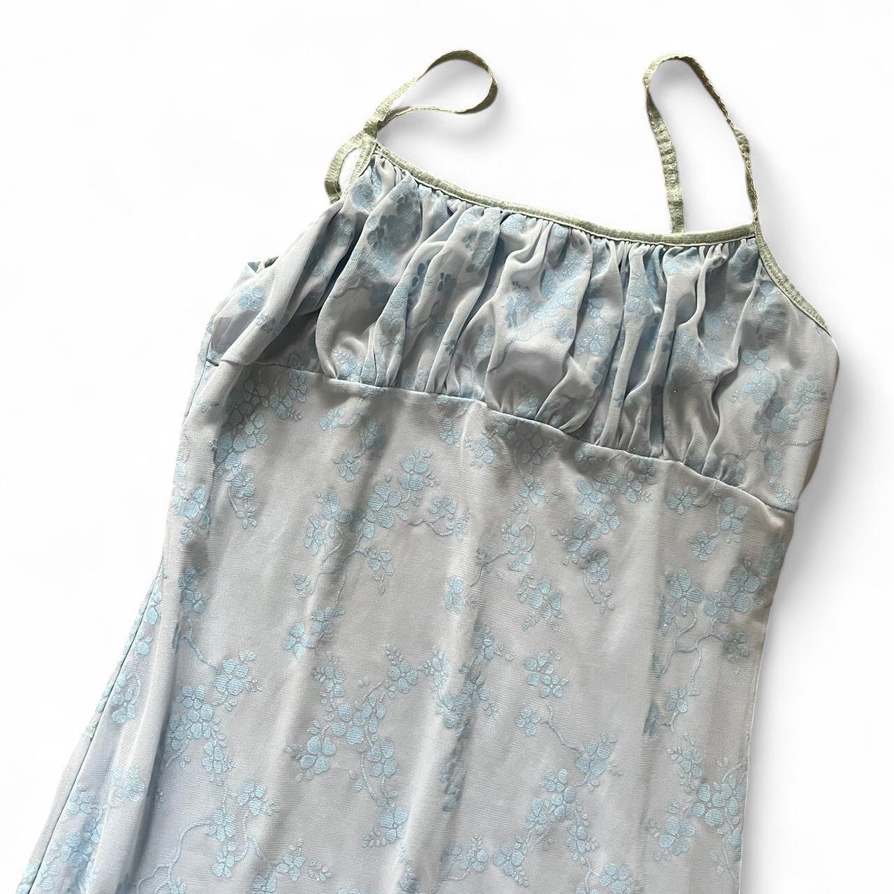 ೃ࿔ vintage y2k candy rocket blue shimmer floral maxi... | Depop