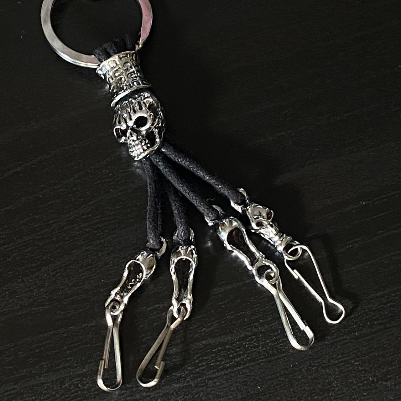 Skeleton Skull Goth Metal Keychain Spooky scary... - Depop