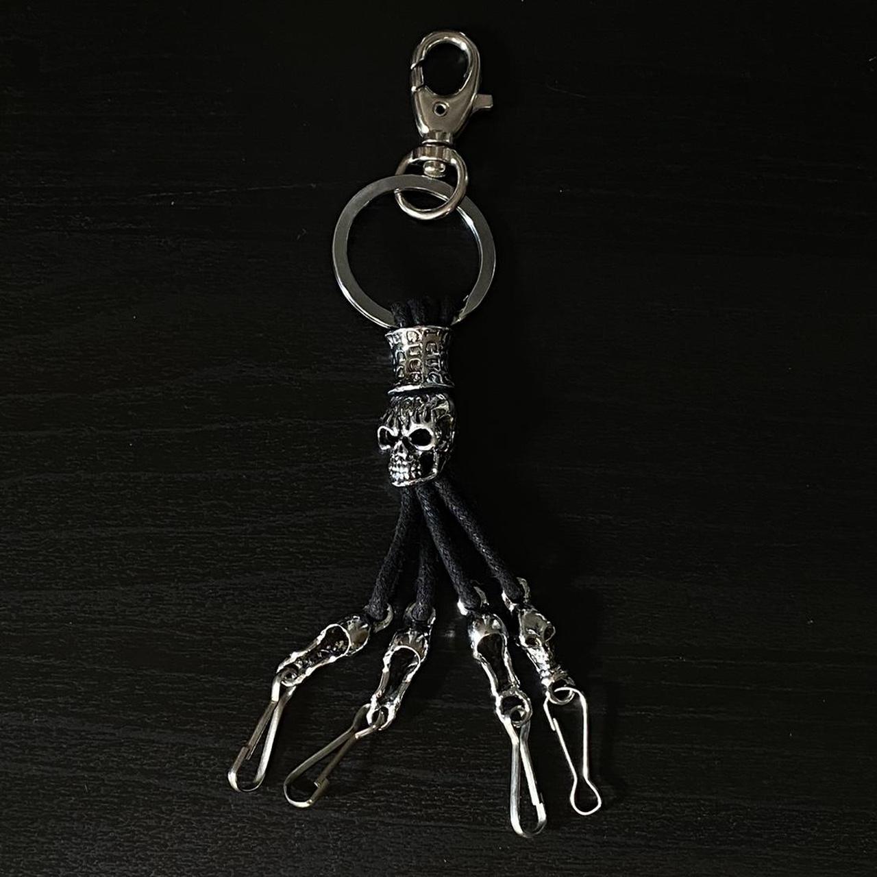 Skeleton Skull Goth Metal Keychain Spooky scary... - Depop