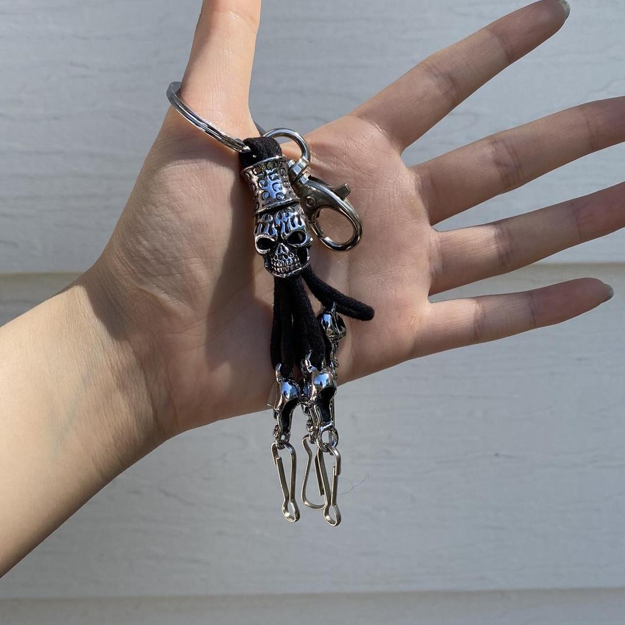 Skeleton Skull Goth Metal Keychain Spooky scary... - Depop