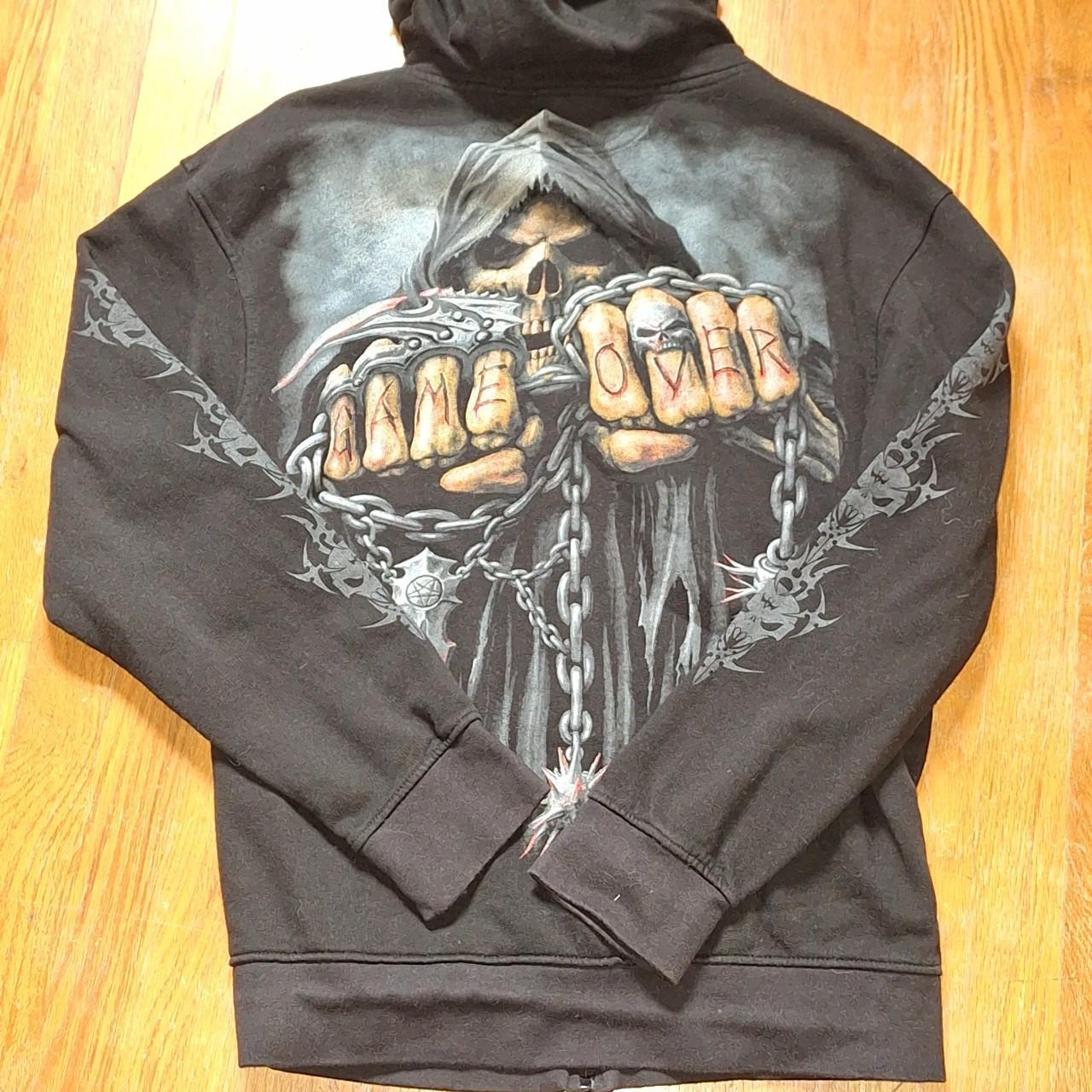 Axxturel game over cover zip up [spiral 😂] Sz L men.... - Depop