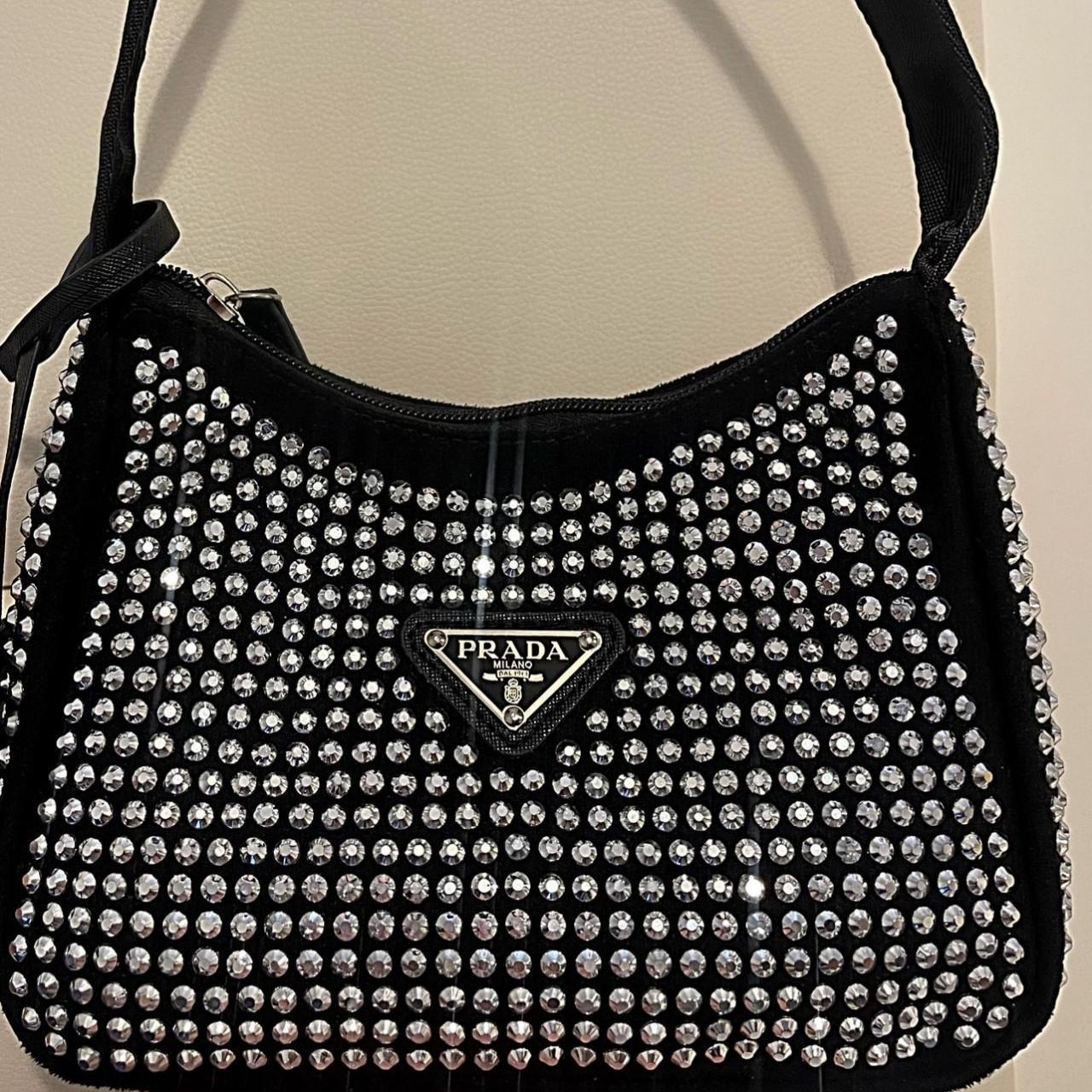 Prada Women's Black and Silver Bag | Depop