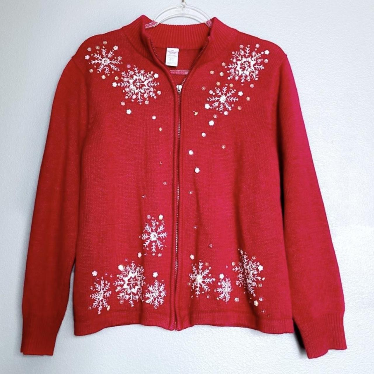 Vintage Beaded Snowflake Christmas Sweater... - Depop