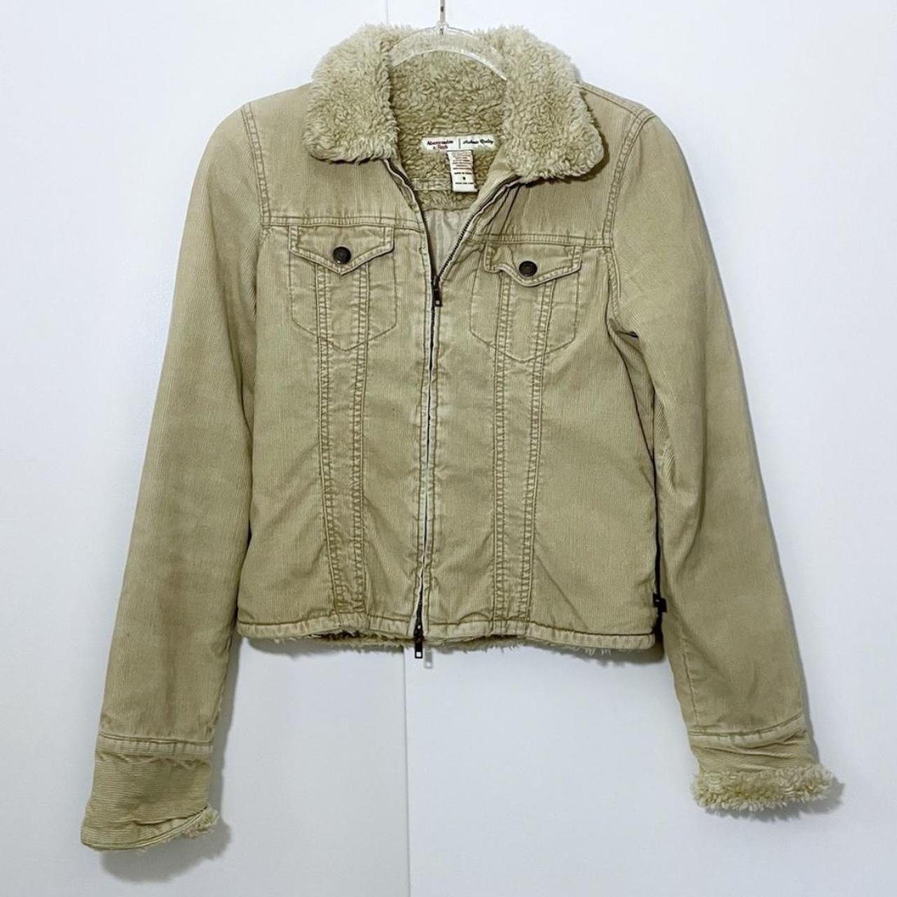 Abercrombie & Fitch Y2K Sherpa Lined Corduroy Jacket... - Depop