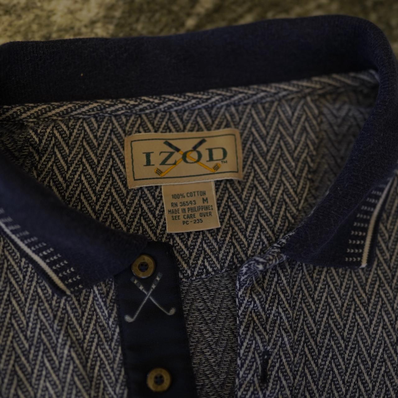 Vintage Izod Patterned Polo Shirt - Depop