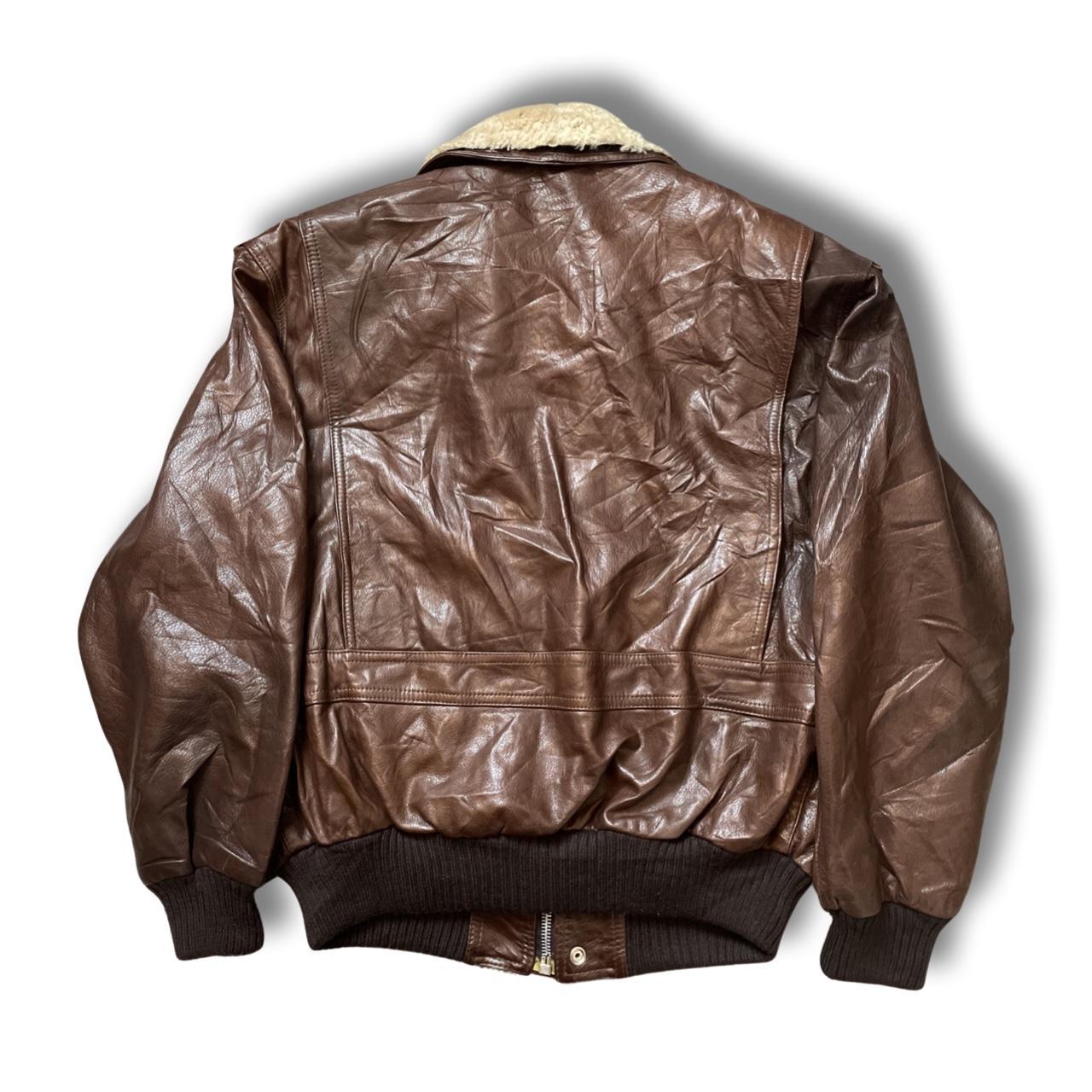 Brown U.S Aviation Air Force Flight Jacket Fur... - Depop