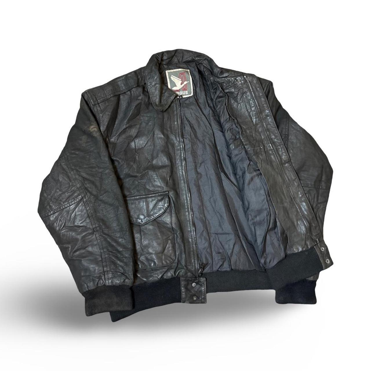 Vintage Argus Leather Bomber jacket Motorcycle... - Depop