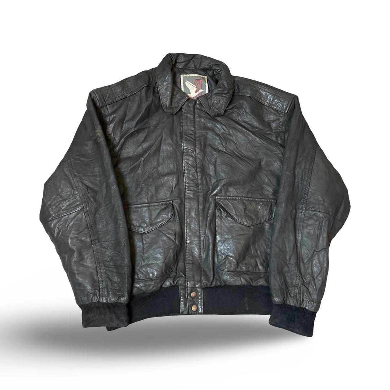 Vintage Argus Leather Bomber jacket Motorcycle... - Depop