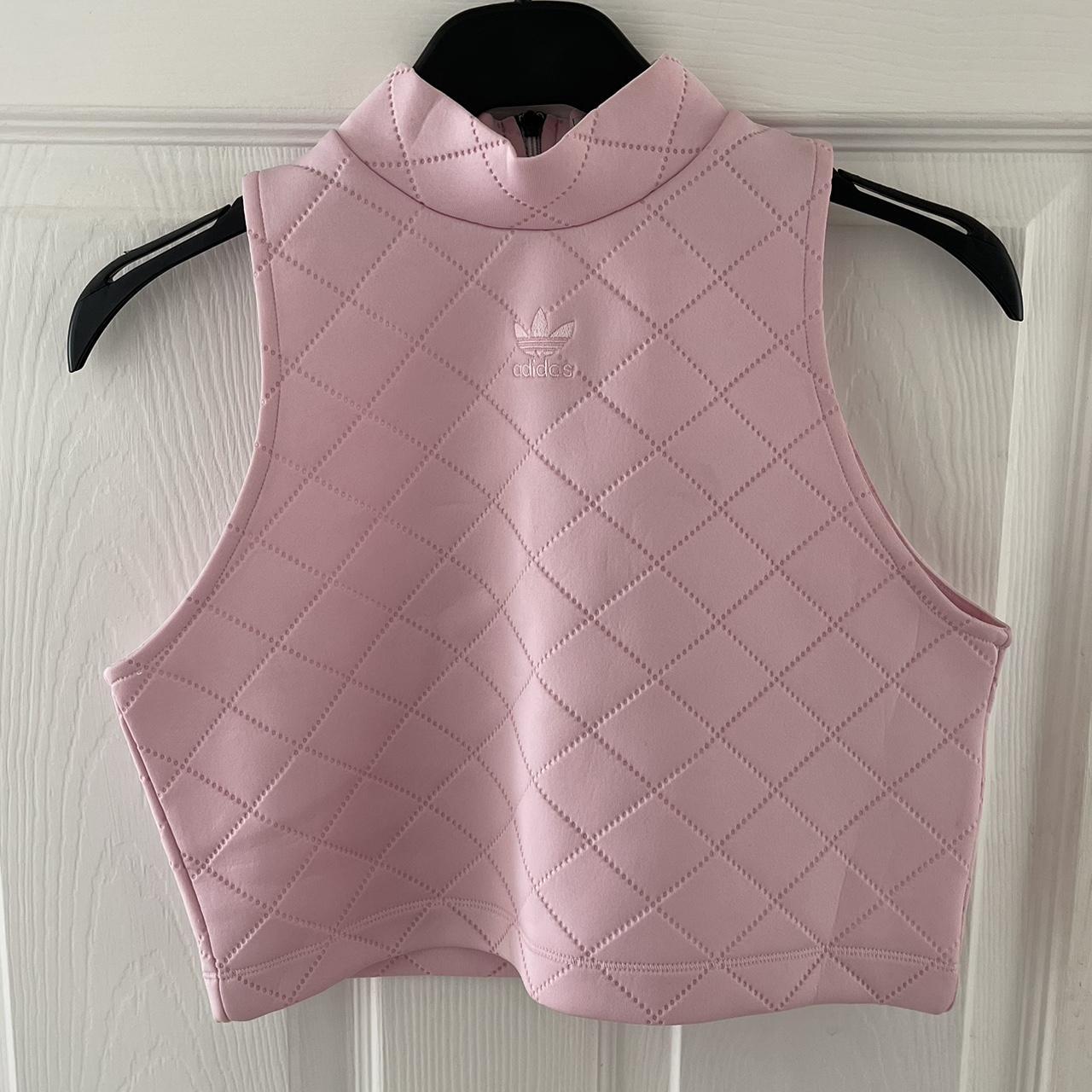 Pink Adidas Cropped Top padded material Deadstock... - Depop