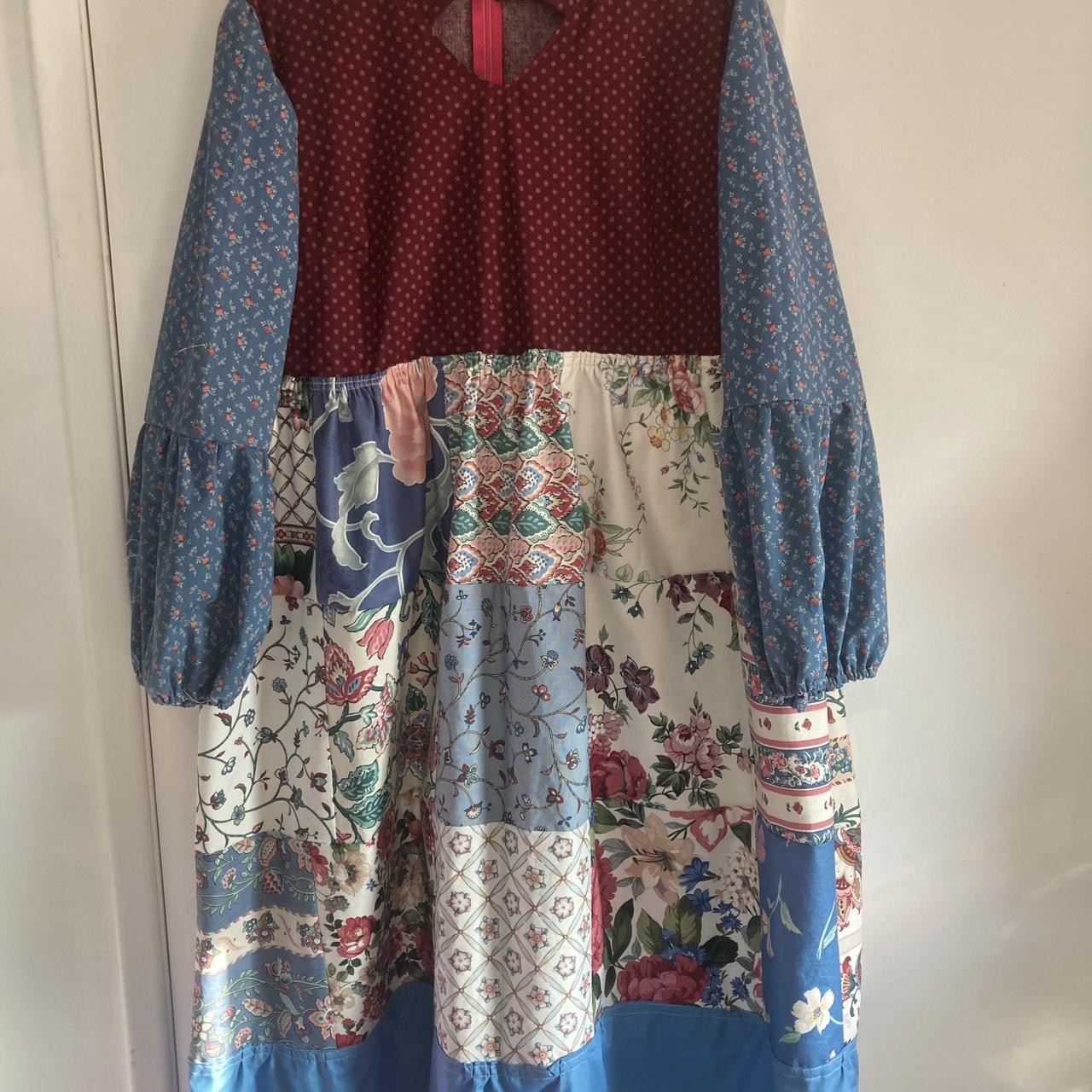 Plus size Patchwork dress. Made from organic vintage... - Depop
