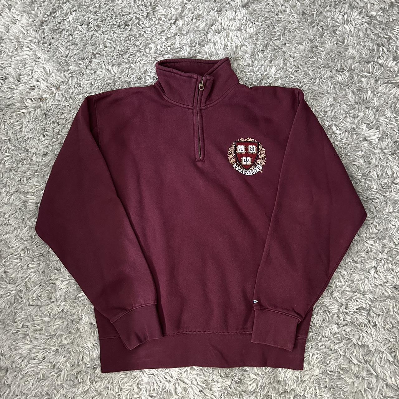Small maroon Harvard quarter zip - Depop