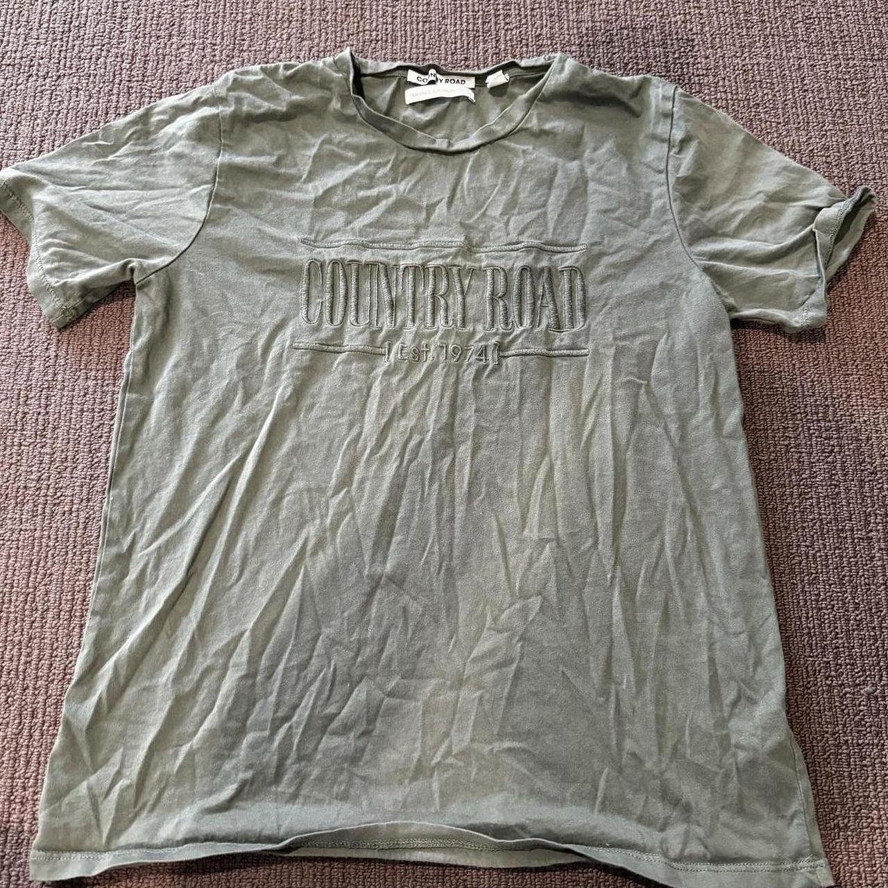 size xs sage green country road t-shirt, hardly been... - Depop