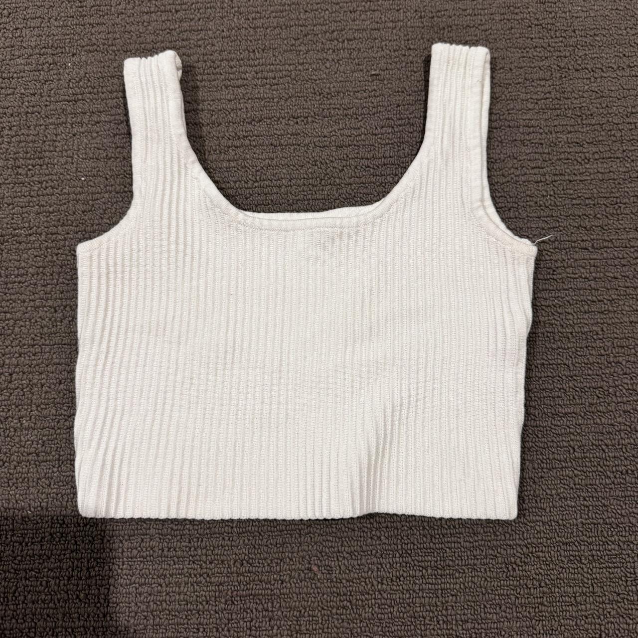 size xs white cropped tank from supré, great condition - Depop