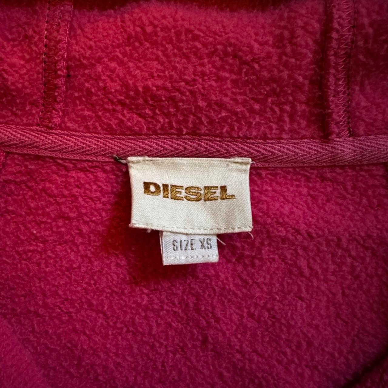 Pink Diesel contrast stitch hoodie with a text... - Depop
