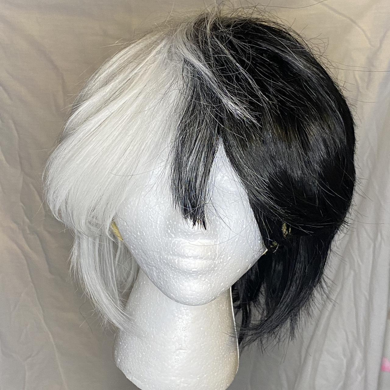 Black and White Split Wig -unwashed, lightly styled... - Depop