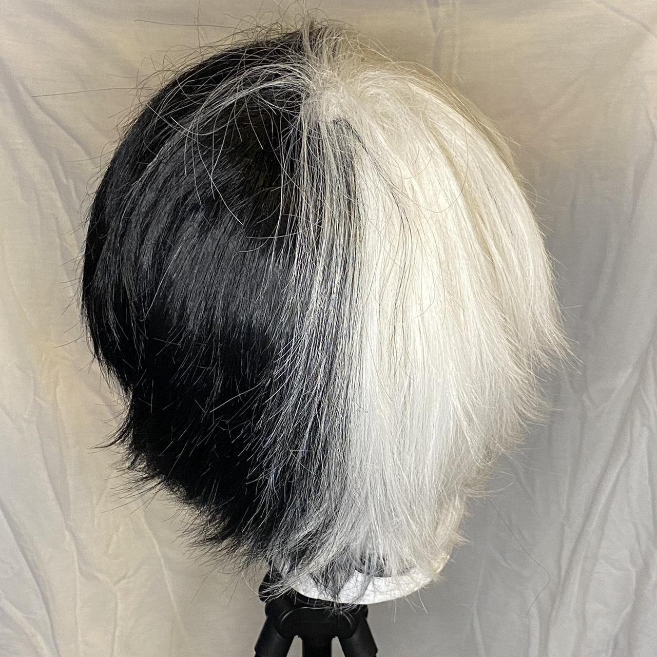 Black and White Split Wig -unwashed, lightly styled... - Depop