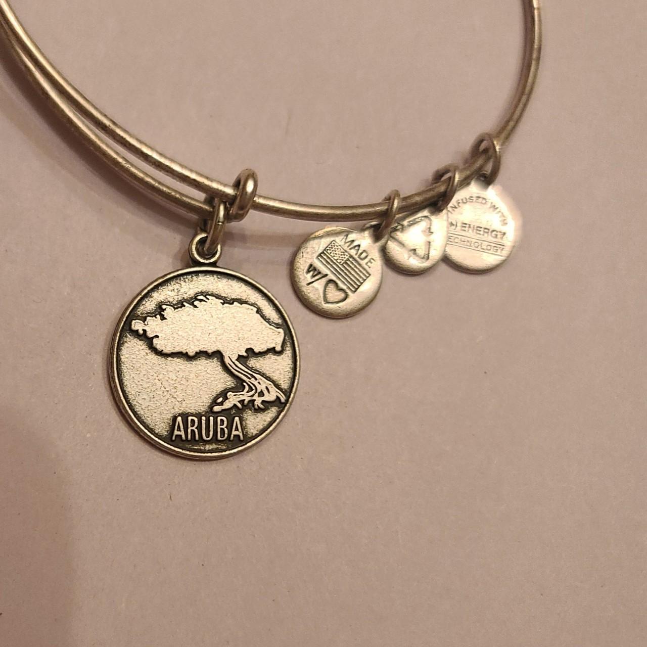Alex And Ani Silver Tone Aruba Charm Bangle Bracelet... - Depop