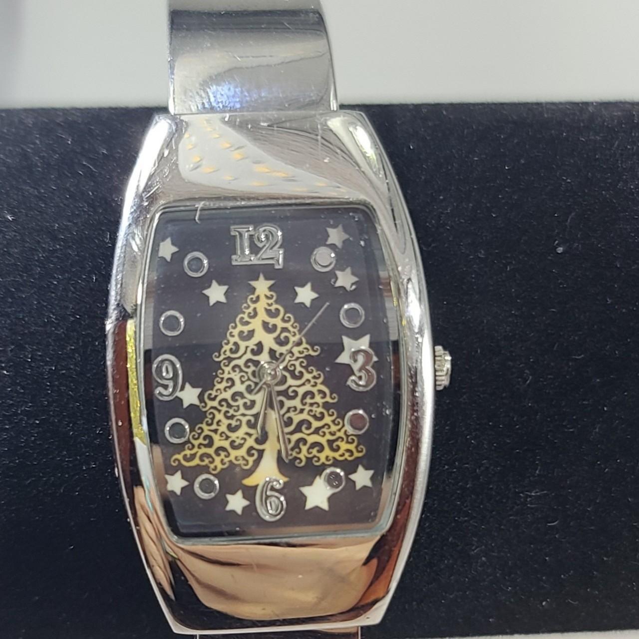 Vintage Silver Tone Christmas Tree Cuff Bracelet. ... - Depop