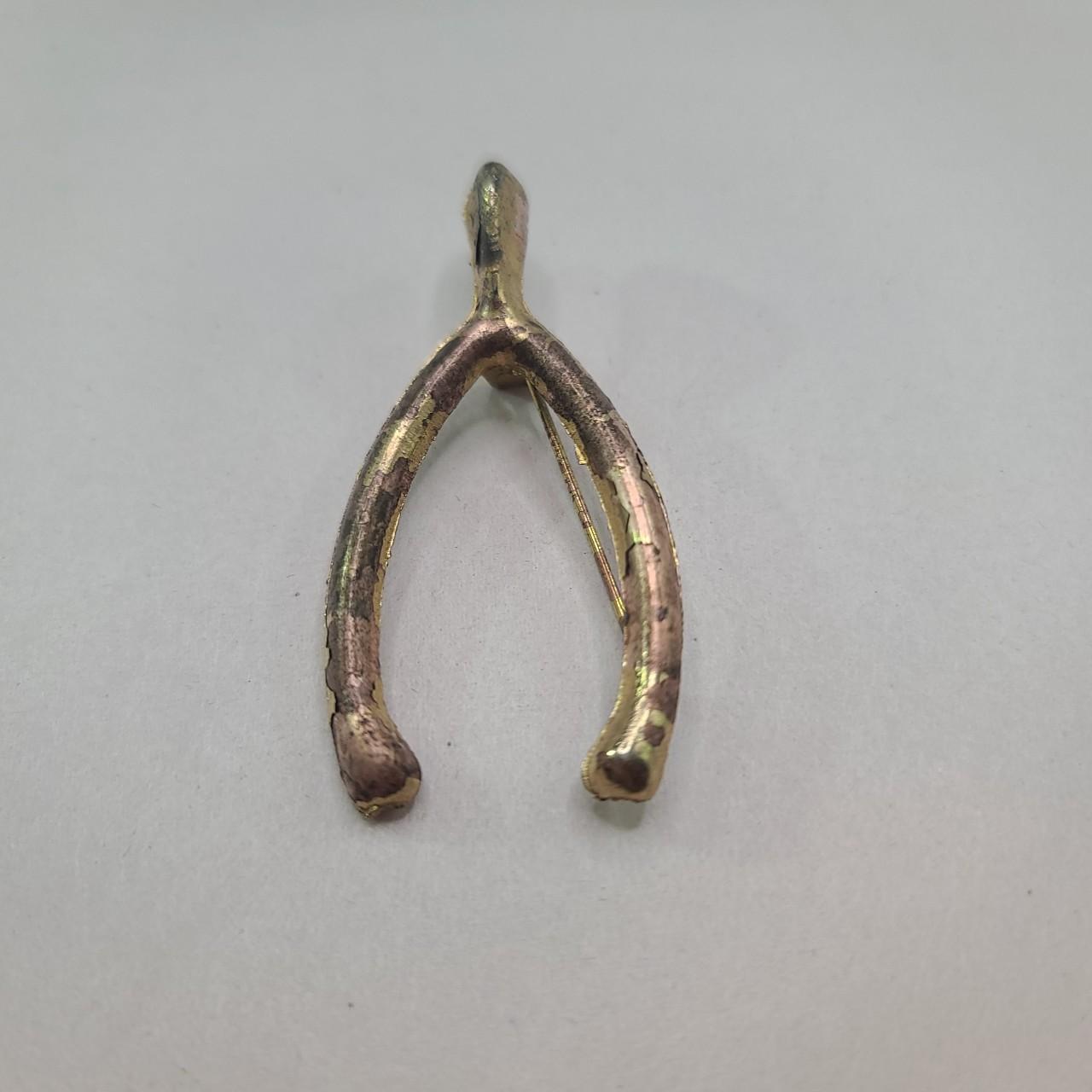 Vintage Wishbone Pin. Finish is worn. Unsure of... - Depop