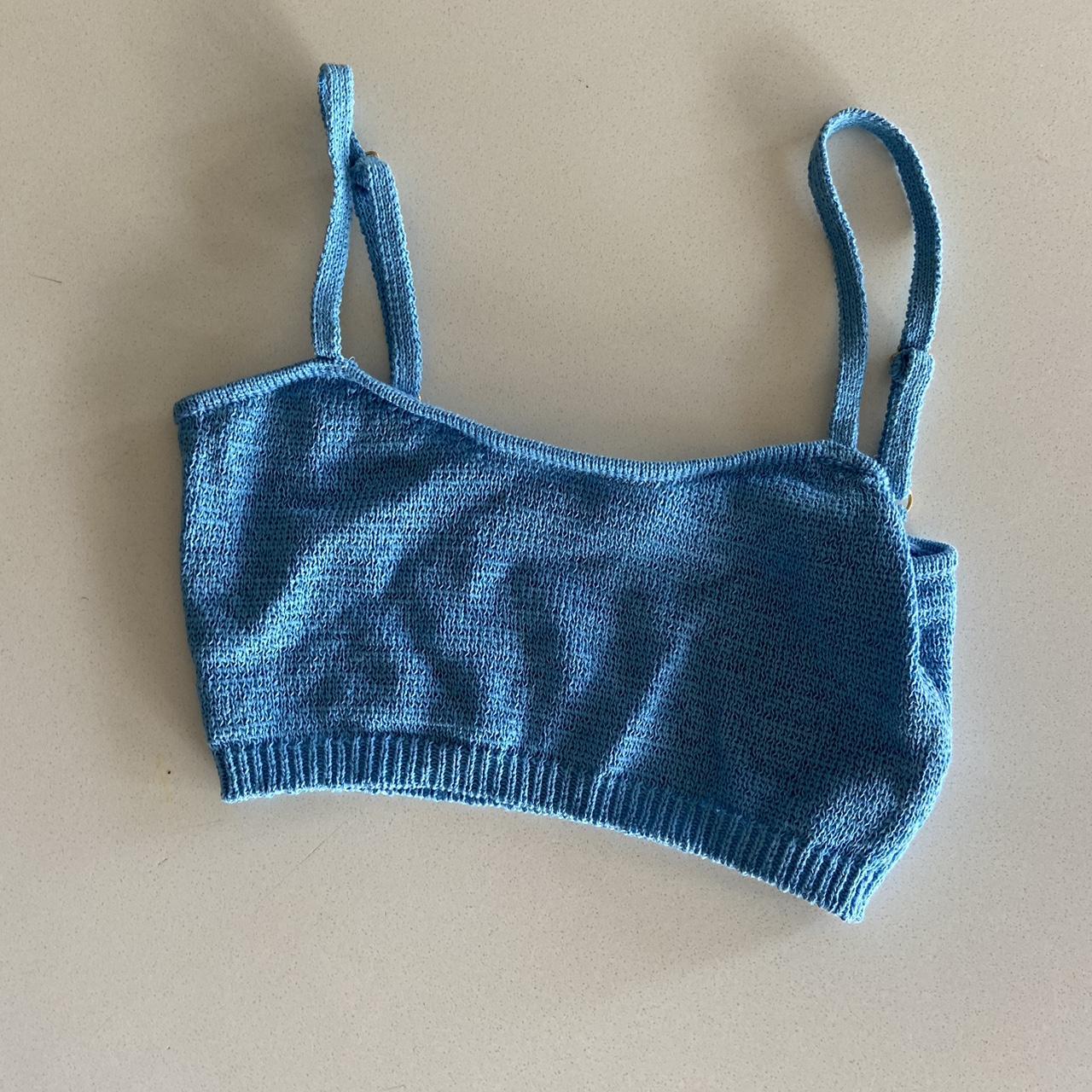 Beachy blue singlet top with adjustable straps,... - Depop