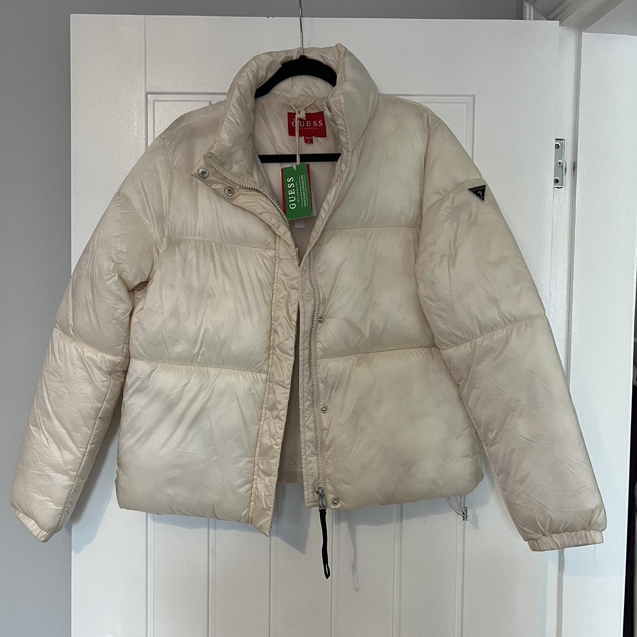 Guess. Cream/pearl puffer coat. - Depop