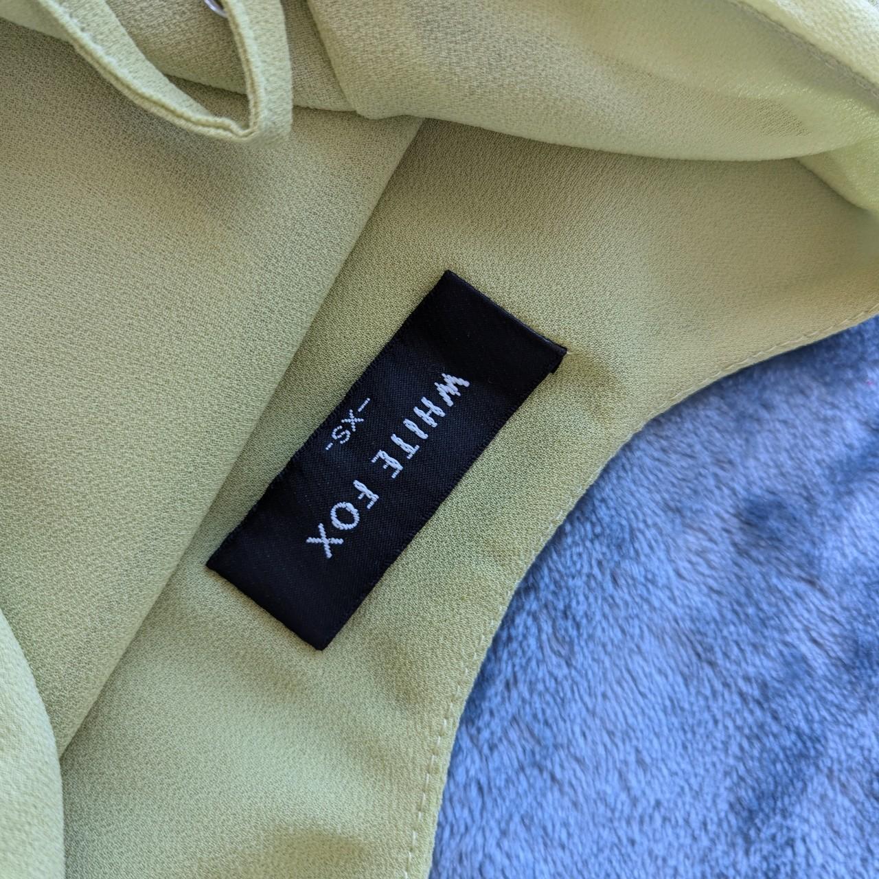 White Fox - green frilly side split maxi dress. Size... - Depop