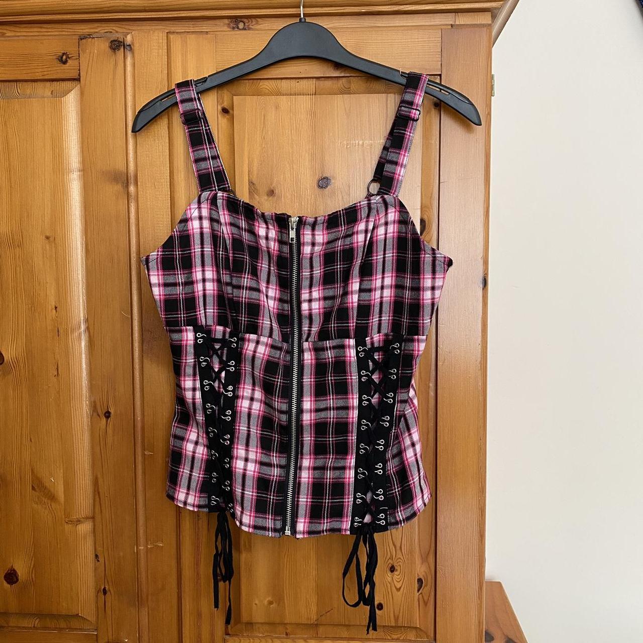 Brand new Hot Topic checked corset top Tag has been... - Depop