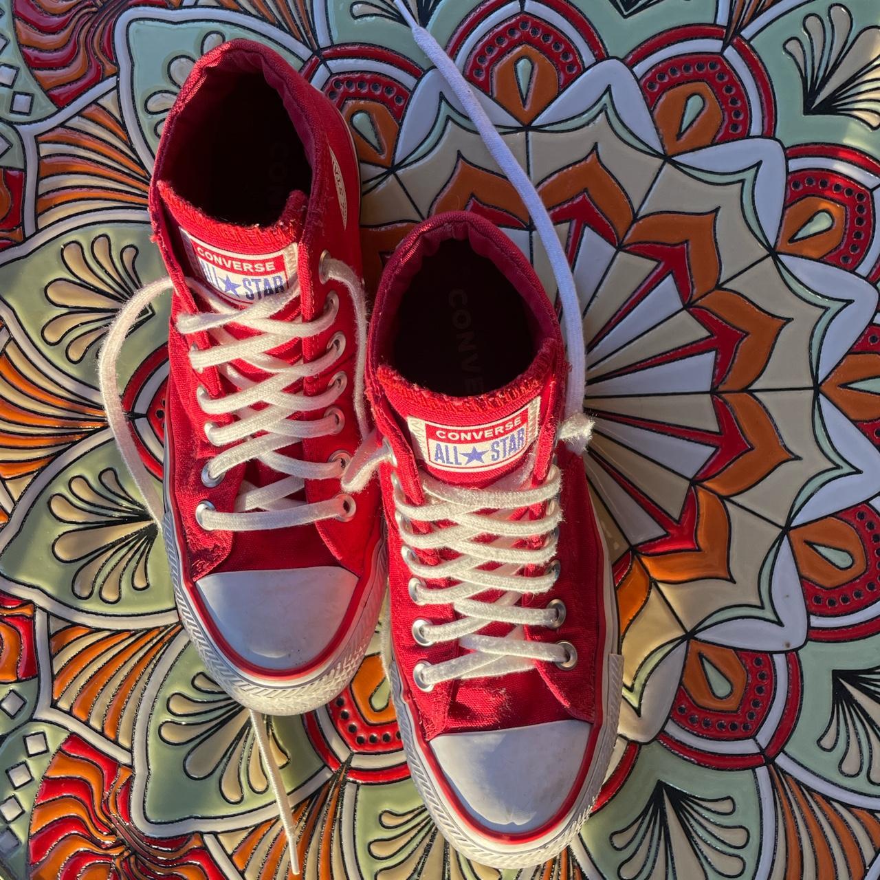 converse red madison mid-tops mid-top sneakers... - Depop