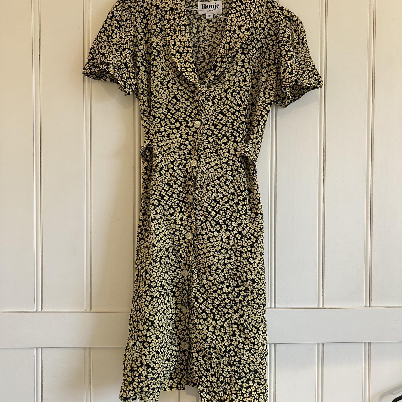 Rouje yellow and navy Marion dress - stunning but... - Depop