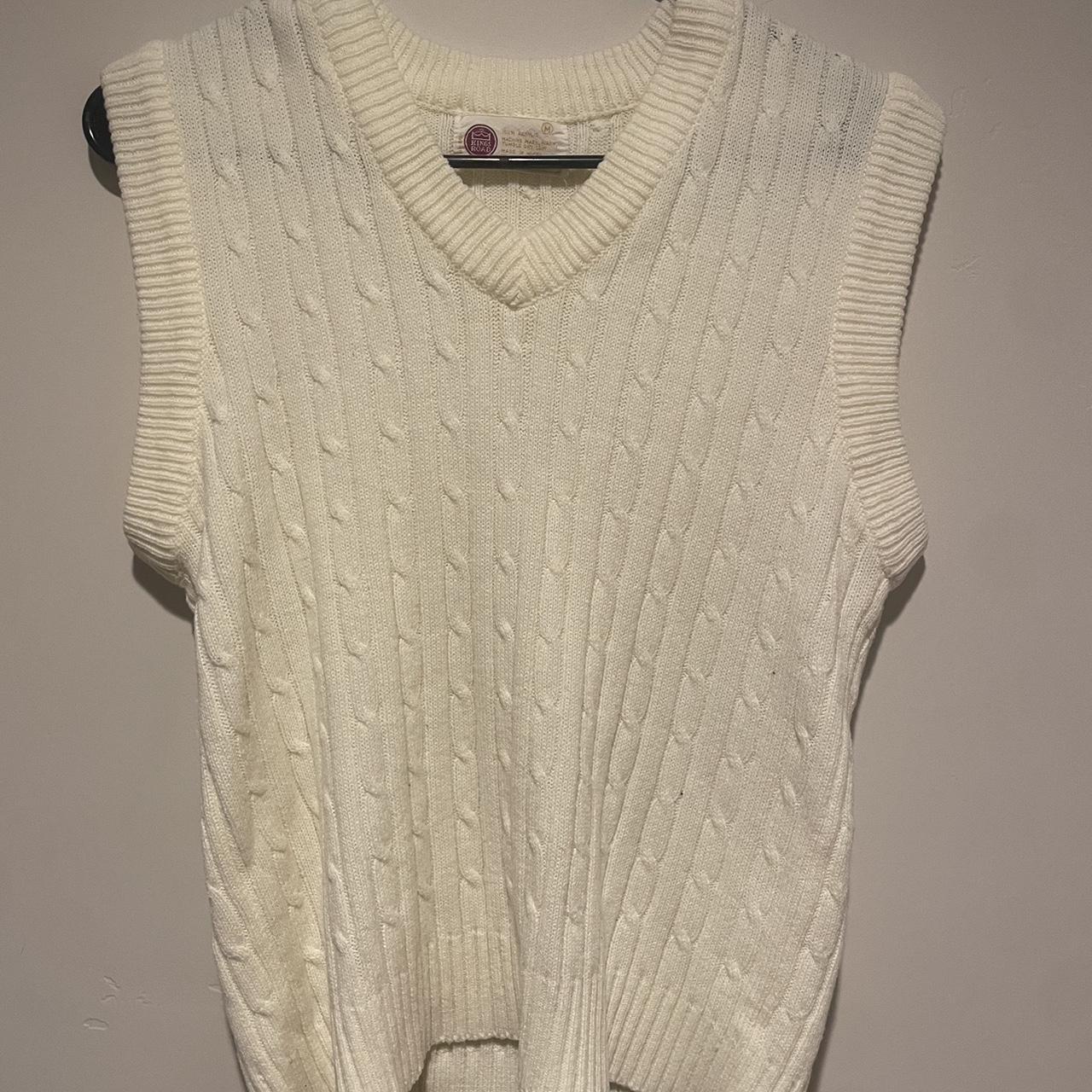 White Knit Vest cute white knit vest, rarely worn... - Depop