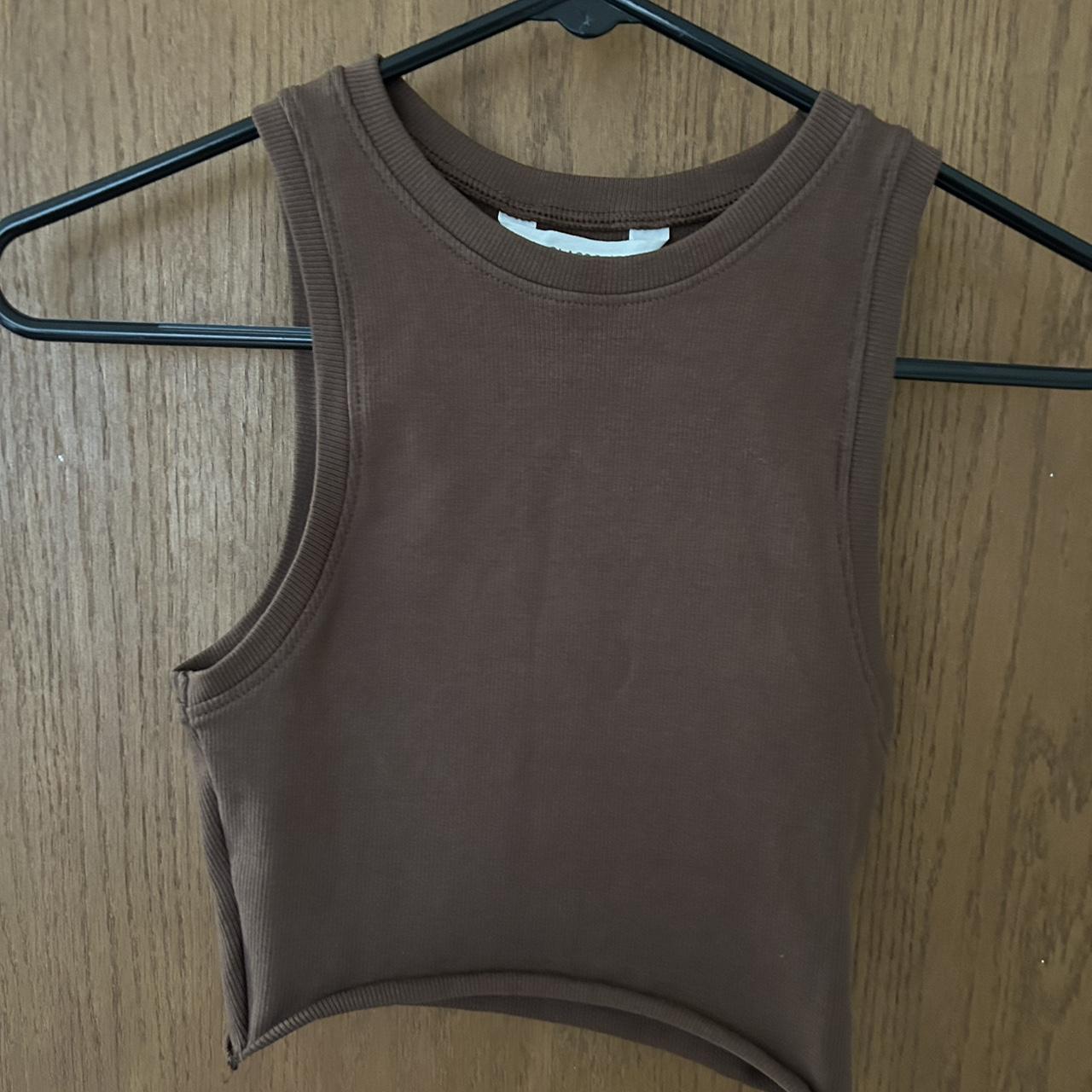 Glassons brown cropped tank top, rolled hem. Only... - Depop