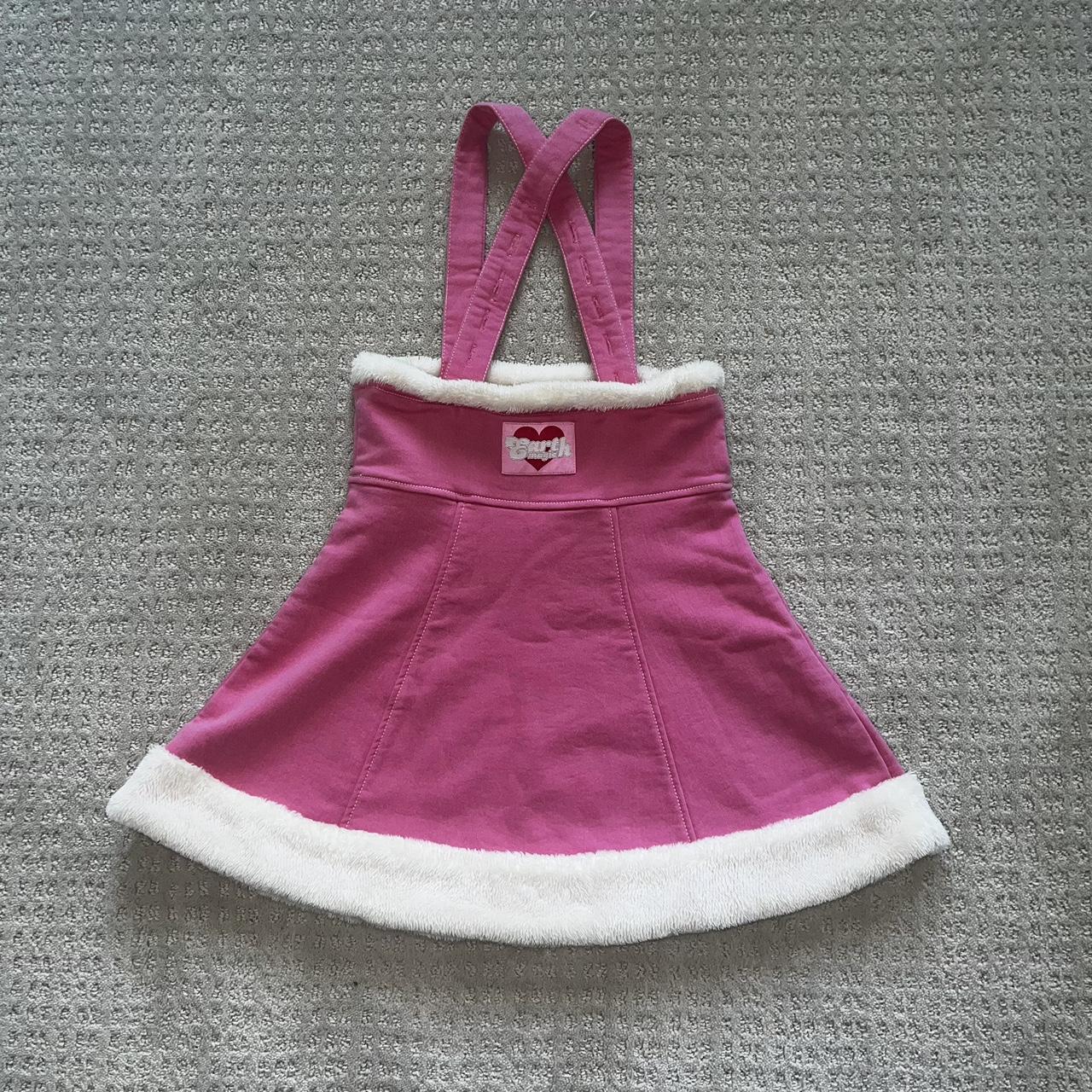 pink cutecore winter romper dress ️ white sherpa... - Depop