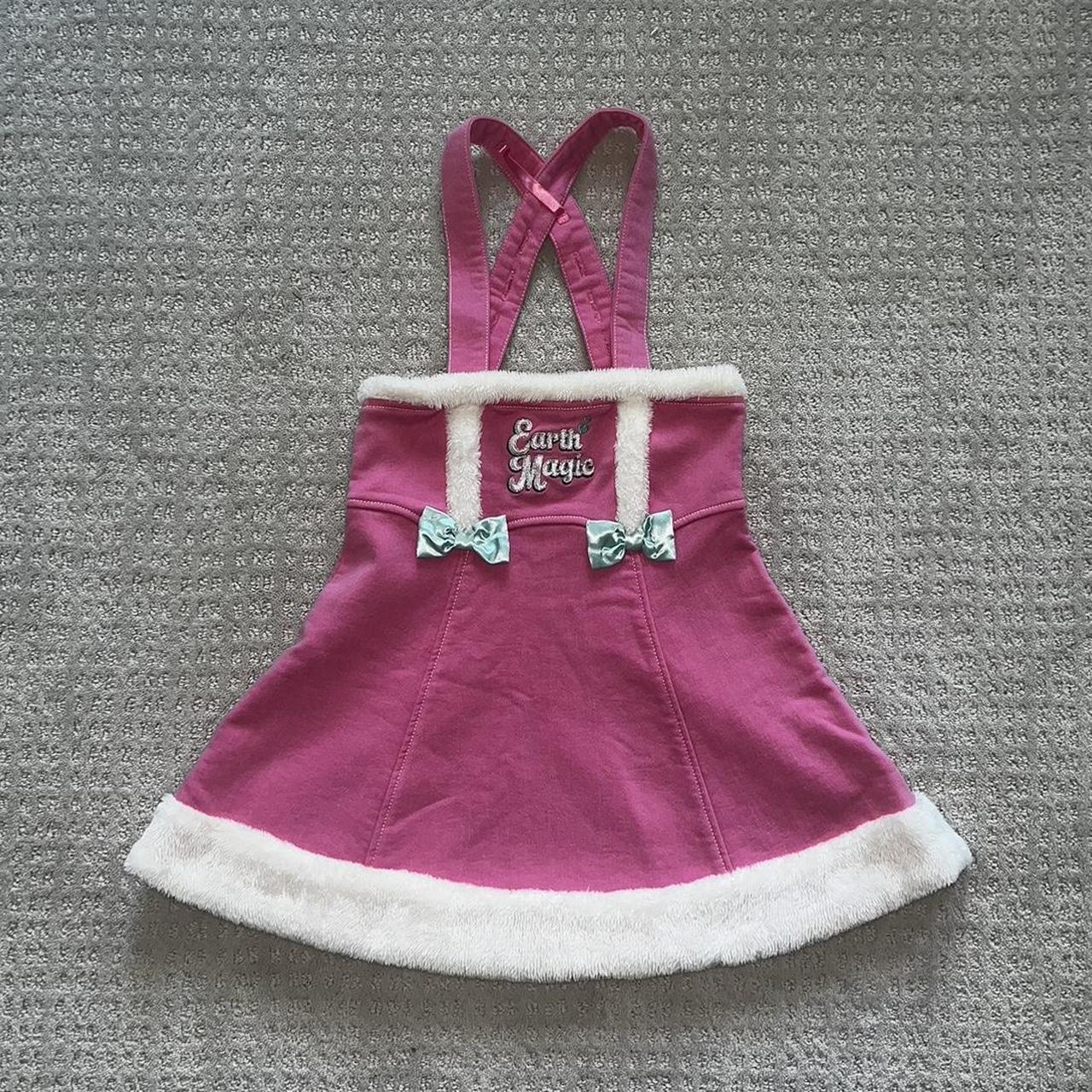 pink cutecore winter romper dress ️ white sherpa... - Depop