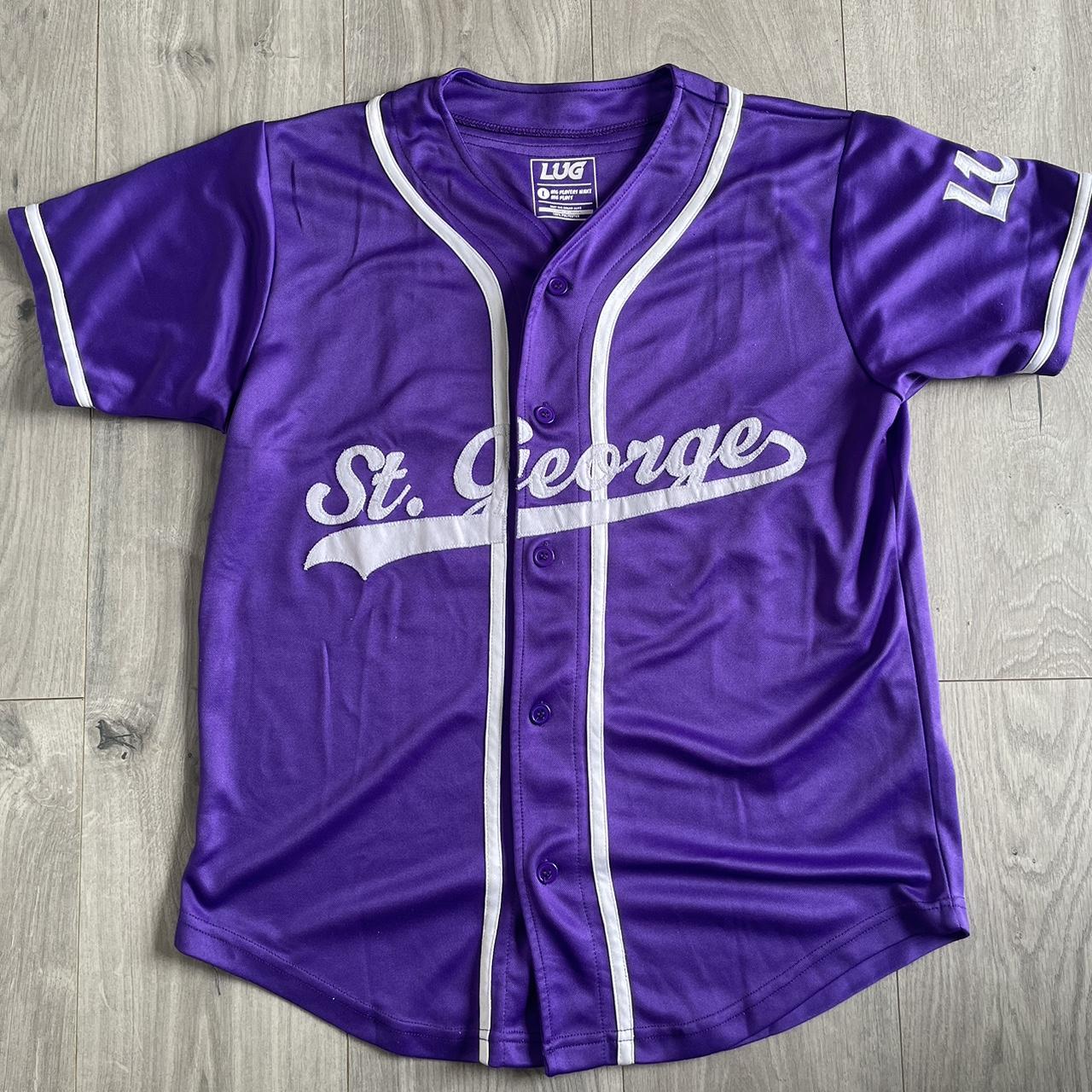 St.George’s purple baseball tee Size Large but fits... - Depop