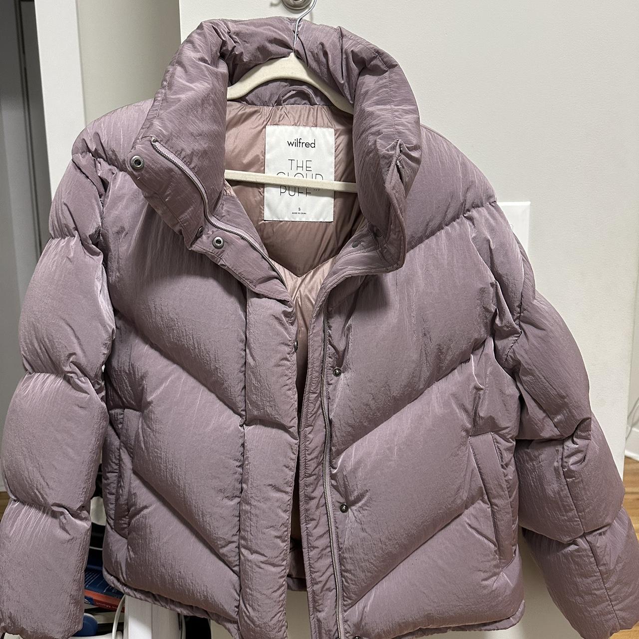 Aritzia Wilfred The Cloud Puff Jacket in Purple... - Depop