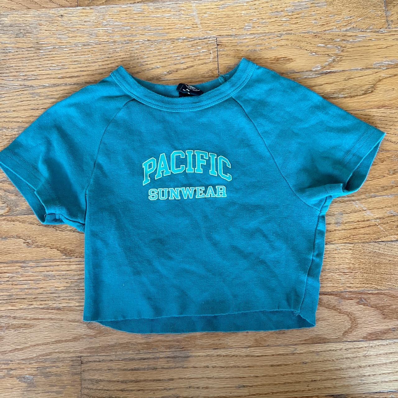 PacSun Women's Green and Blue Crop-top | Depop