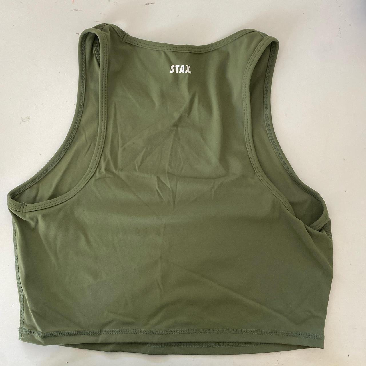 STAX khaki green set - cropped tank and midi bike... - Depop