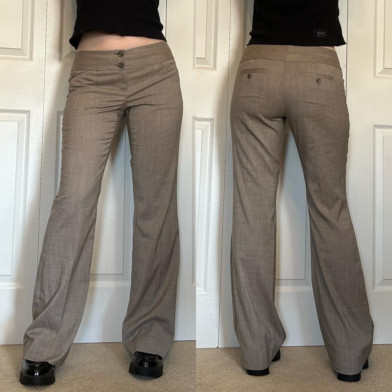 Tan low rise flare leg pants slacks from The Limited... - Depop