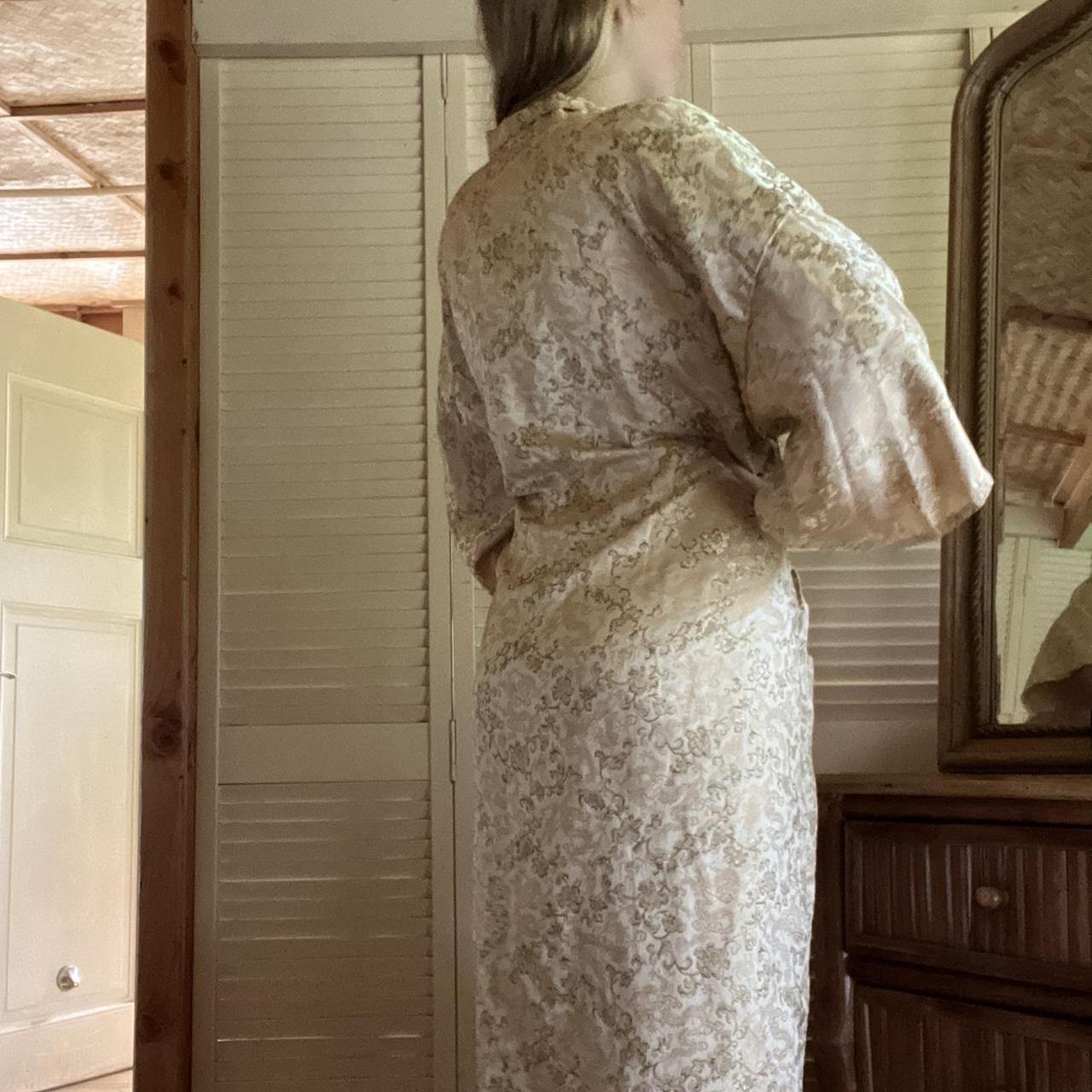 Breathtaking silky golden floor length robe with... - Depop