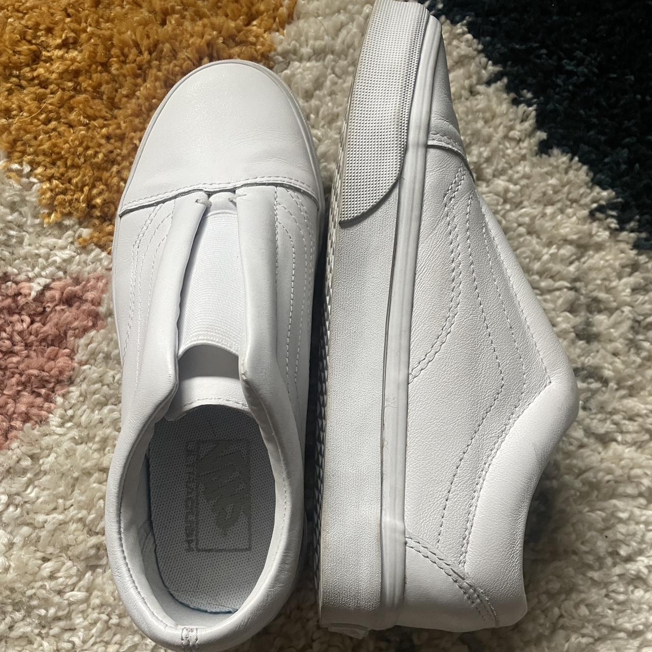 Vans old skool leather laceless shoes! 🤍 In great... - Depop